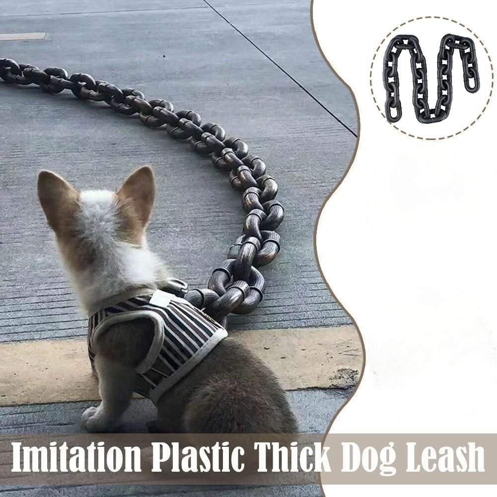 Имитированный пластиковый поводок с толстой железной цепью, забавный для выгула собак, товары домашних животных