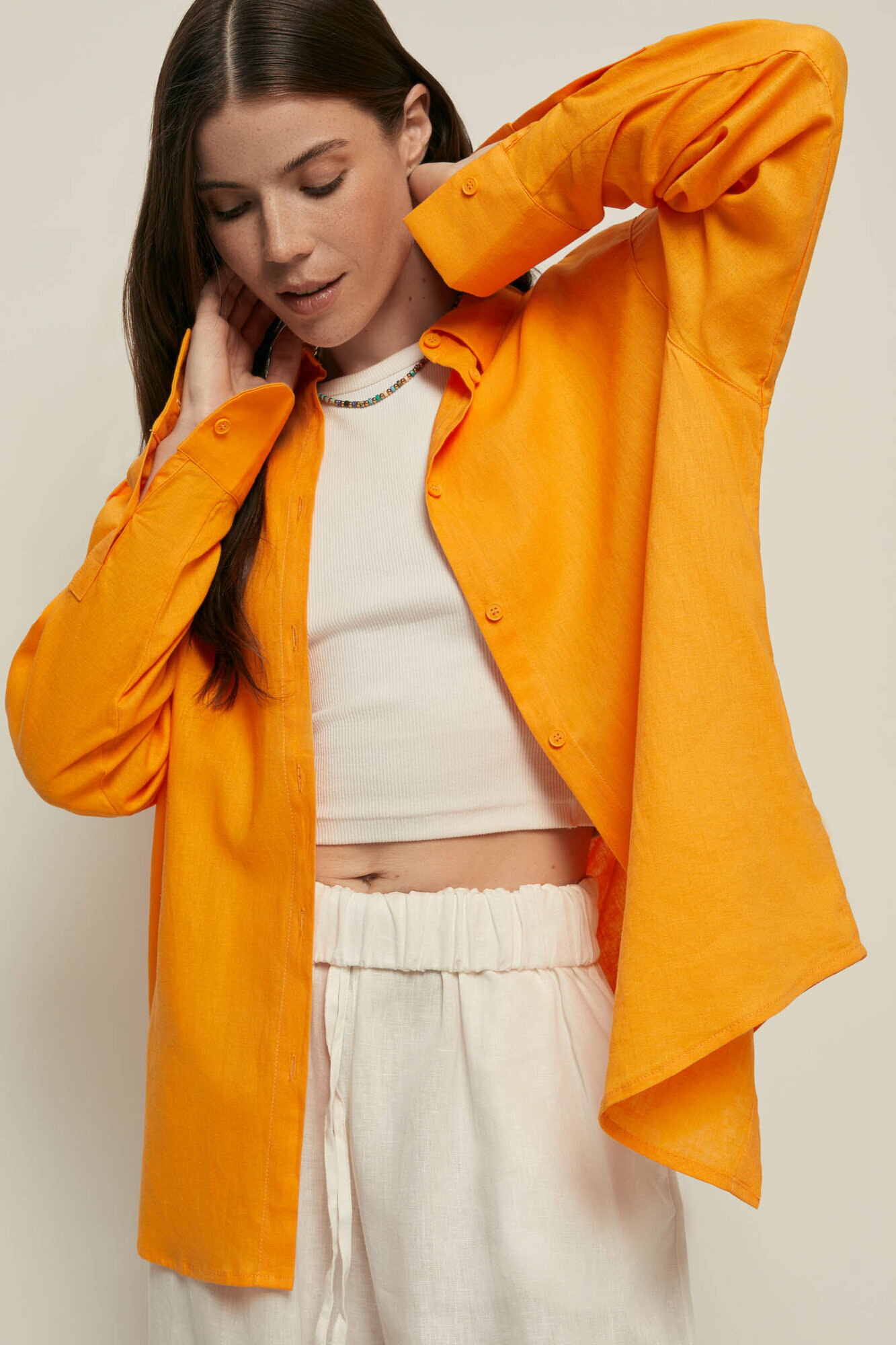 Блуза из льна и вискозы