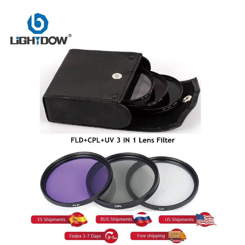 Lightdow набор фильтров UV+CPL+FLD для объективов 49-82 мм 52 мм