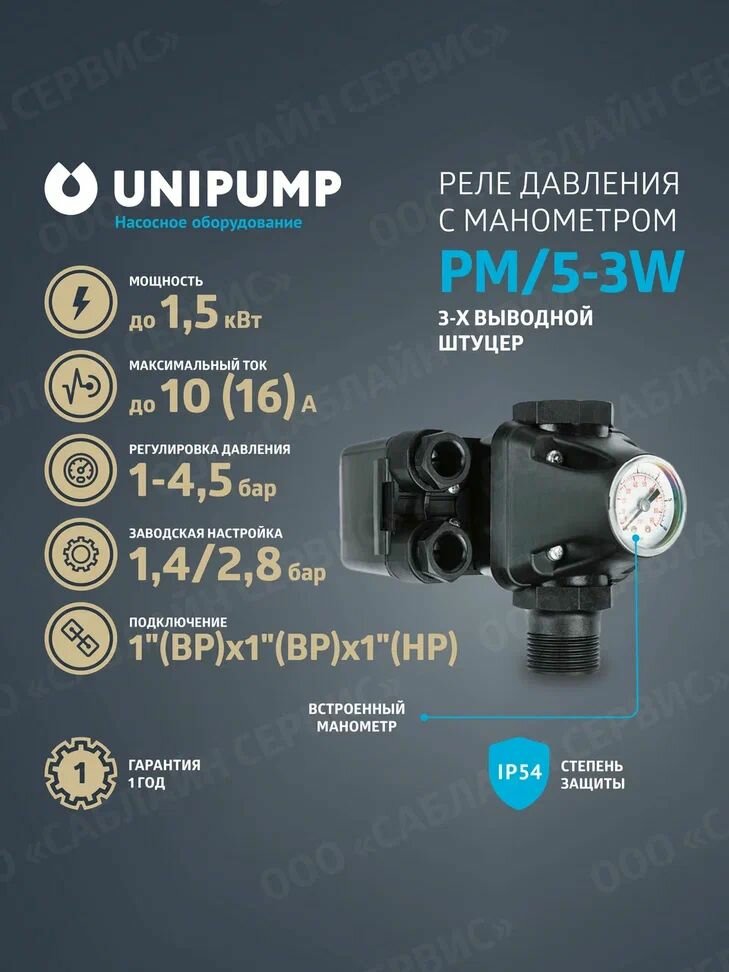 Реле давления с манометром РМ/5-3W