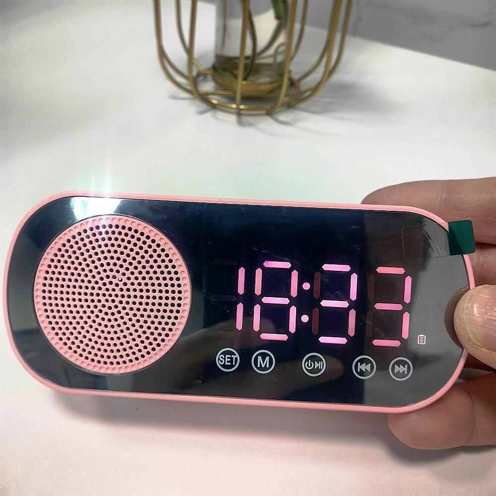 Электронные часы с будильником и FM-радио для дома, поддержка Bluetooth и карты памяти, стильный овальный дизайн