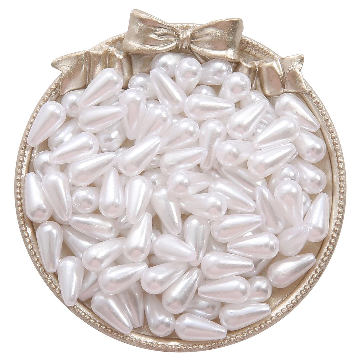 Искусственные жемчужные бусины, капля, пластик, 50-100 шт 8x14mm 50pcs, White