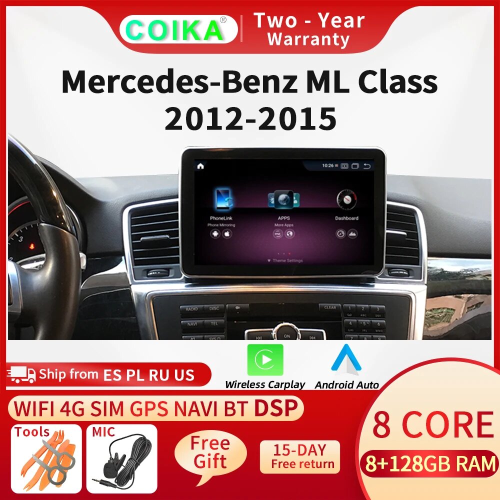 Android Радио беспроводной CarPlay сенсорный экран для Mercedes Benz ML GL W166 X166 GPS Автомобильный мультимедийный плеер Радио адаптер навигация