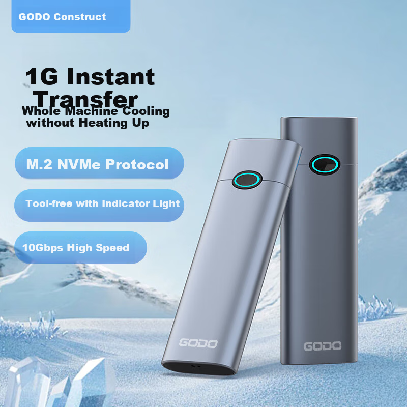 GODO GODO m2 NVMe External SSD Enclosure Case, Type-C Aluminum Alloy Heat Dissipation M.2 Solid State Drive Box for Apple MacBook, External SSD Enclosure for M.2 SSD