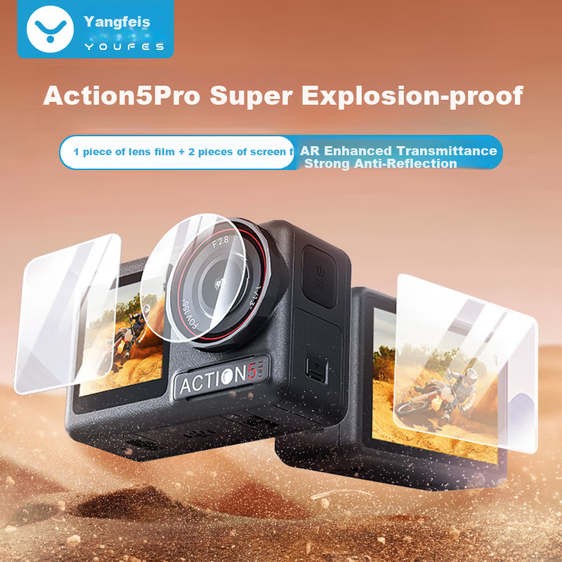 YOUFES 100% Positive Feedback Tempered Glass Screen Protector Lens Film AR Anti-reflective Film DJI Camera Accessories Film Anti-scratch Compatible with Osmo Action 5 Pro