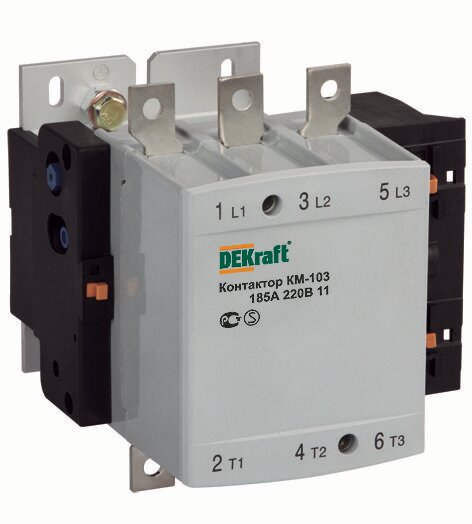DEKraft КМ-103 Контактор 185А 220В АС3 1НО+1НЗ, 22154DEK