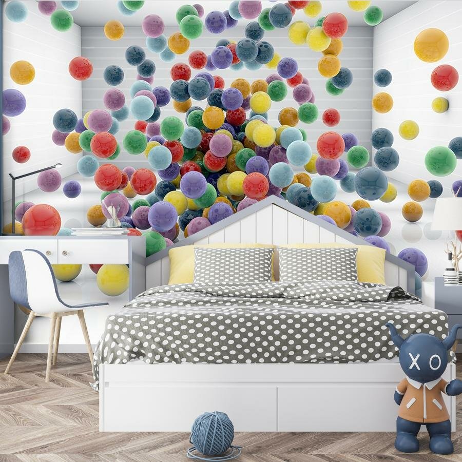 Фотообои 3д шарики 10-894-S-Флок 270 x 200 см (ВхШ) Бесшовные, флизелиновые, влагостойкие обои MasterFresok