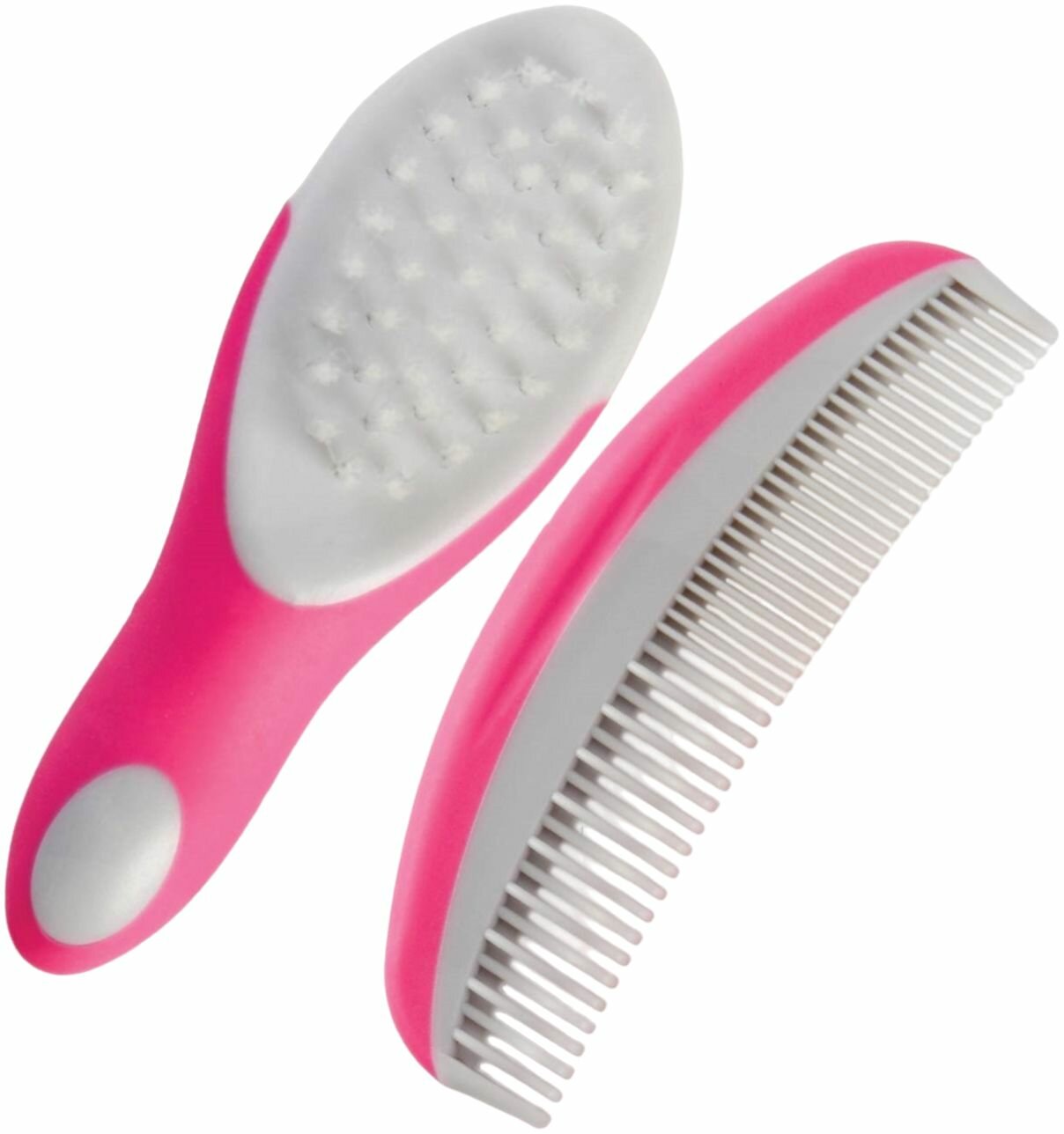 Набор детских расчесок из 2 штук для волос, детская массажная щётка и расческа-гребешок для новорожденных и малышей, цвет розовый