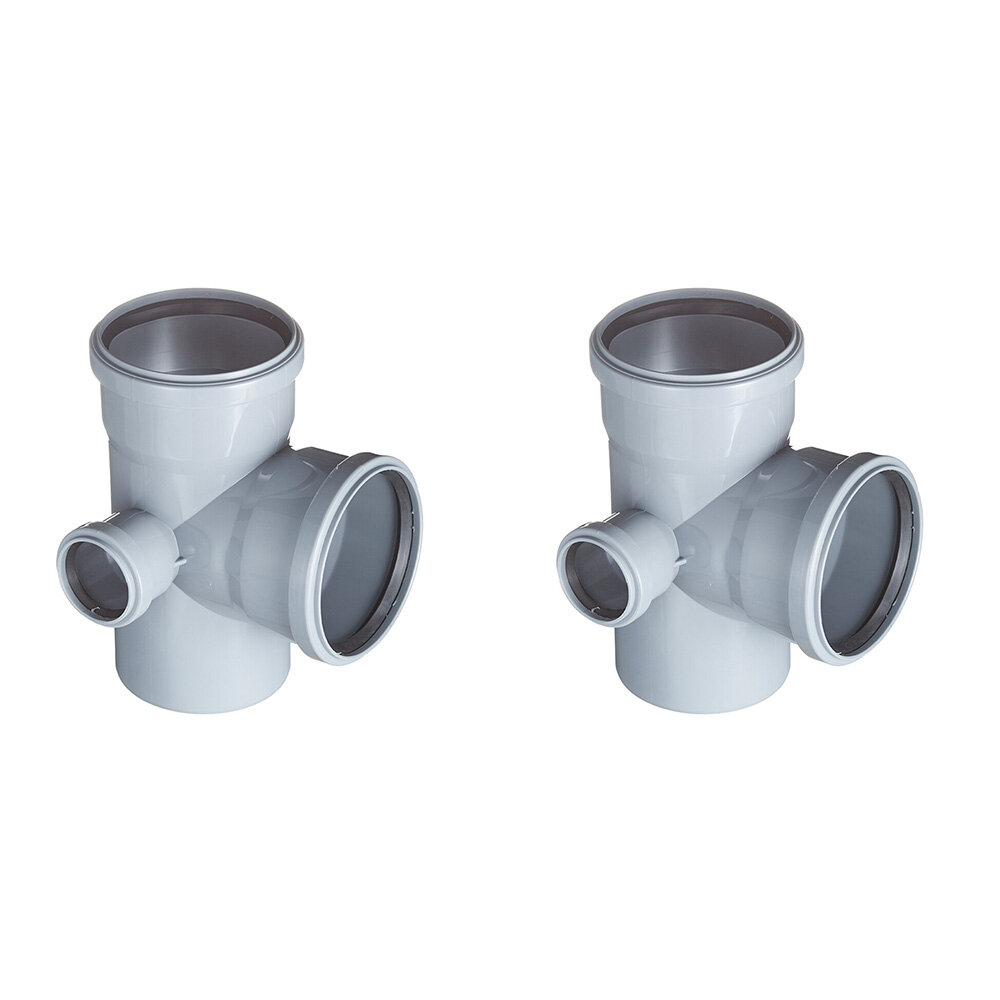 Крестовина d110х110х50 мм 87 град. пластиковая двухплоскостная левая для внутренней канализации (2 шт.)