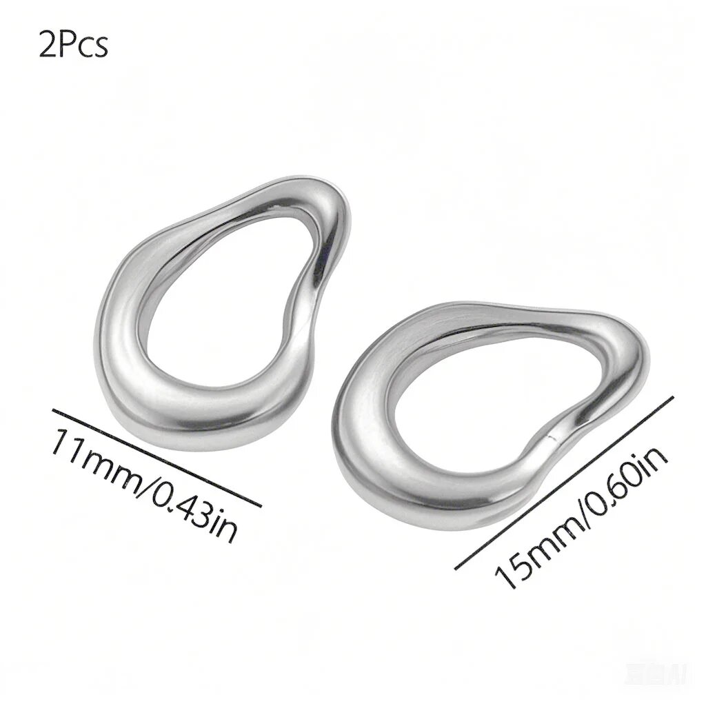 Подвески из нержавеющей стали, 2 шт, Steel 11x15mm