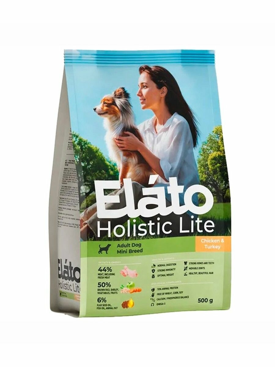 Elato Holistic Lite корм для собак мелких пород с курицей, 500 гр.
