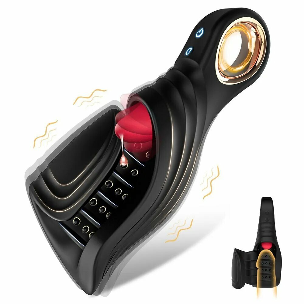 Мастурбатор мужской, Настоящее ощущение облизывания языком,10 вибрация Облизывание языком