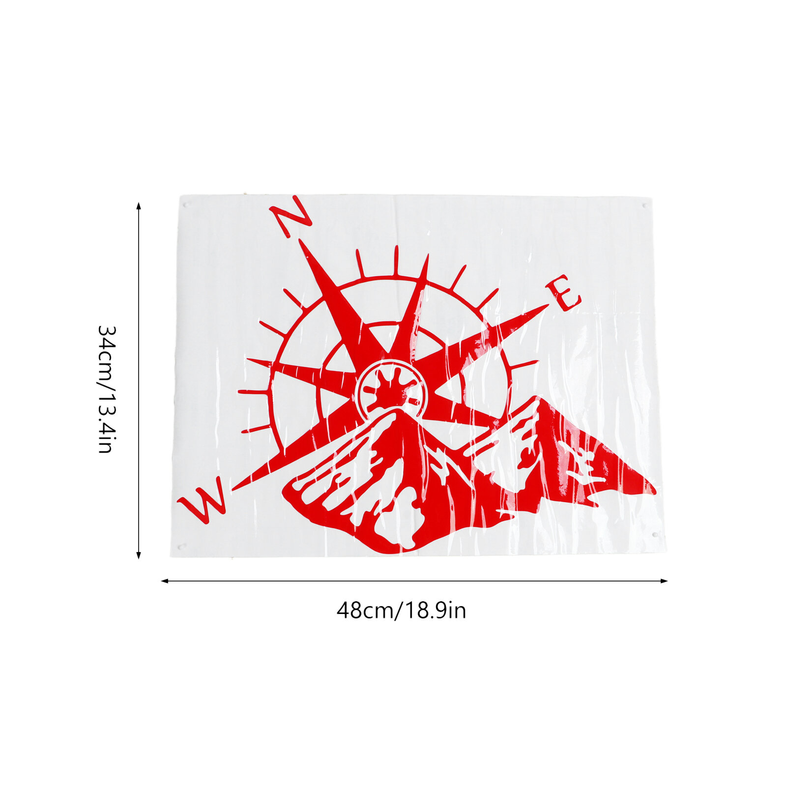 Наклейка на заднее окно автомобиля, декоративная, сильная адгезия, цветная, автомобильный горный компас, наклейки с узором, универсальные для автомобиля, красный/60x45 см/23,6x17,7 дюйма