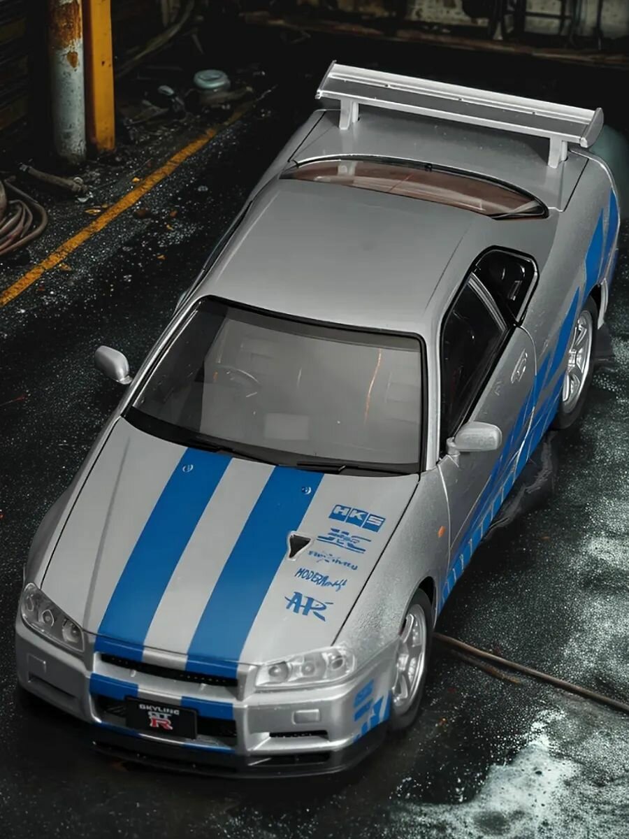 Коллекционная модель машинки Nissan Skyline GT-R R34 (Ниссан ГТР) масштаб 1:24