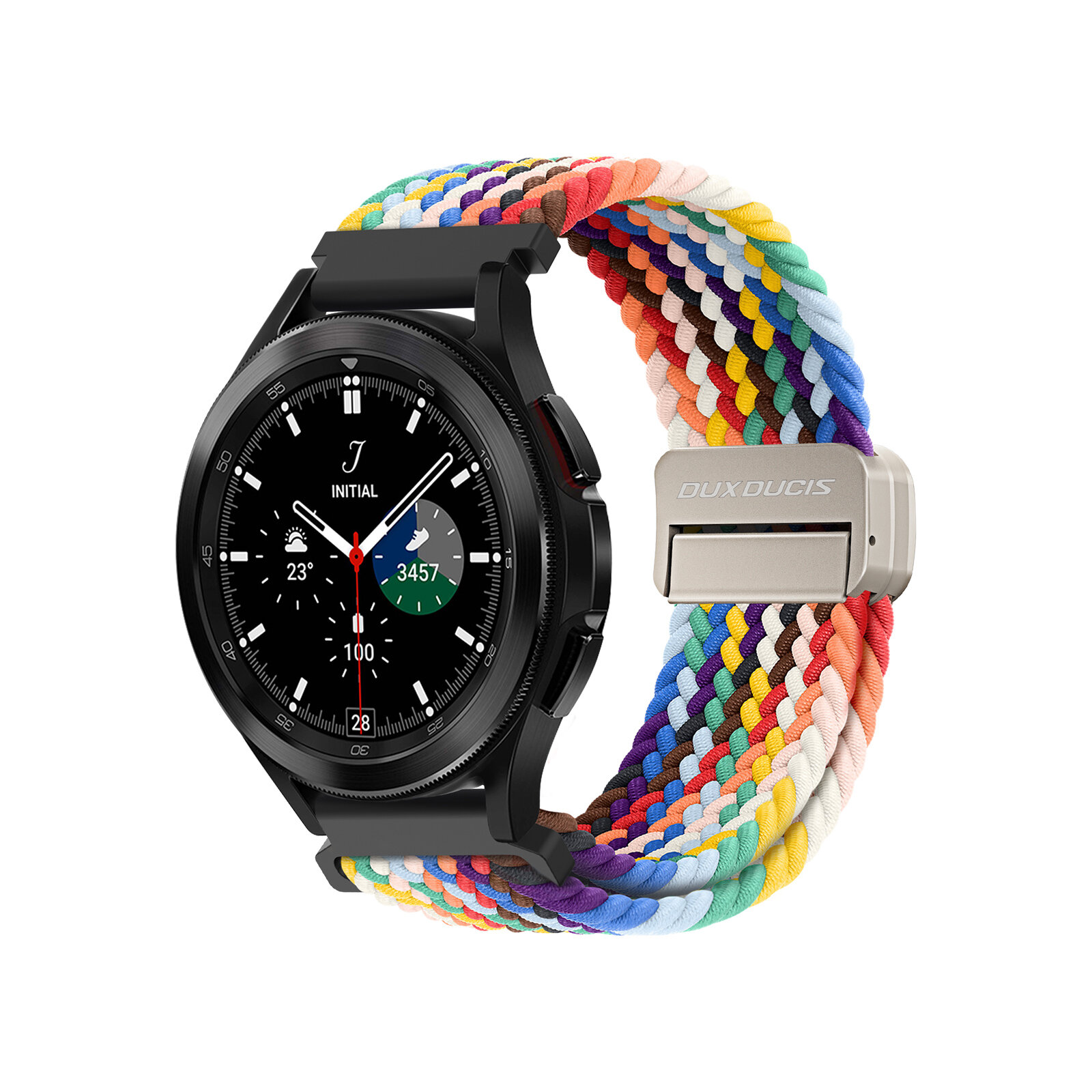Эластичный ремешок радужного цвета (Rainbow) от Dux Ducis для смарт часов Samsung Galaxy Watch 3, 4, 5, 6 и 7 (размер крепления 20мм), серия Strap (Mixture Pro Series)