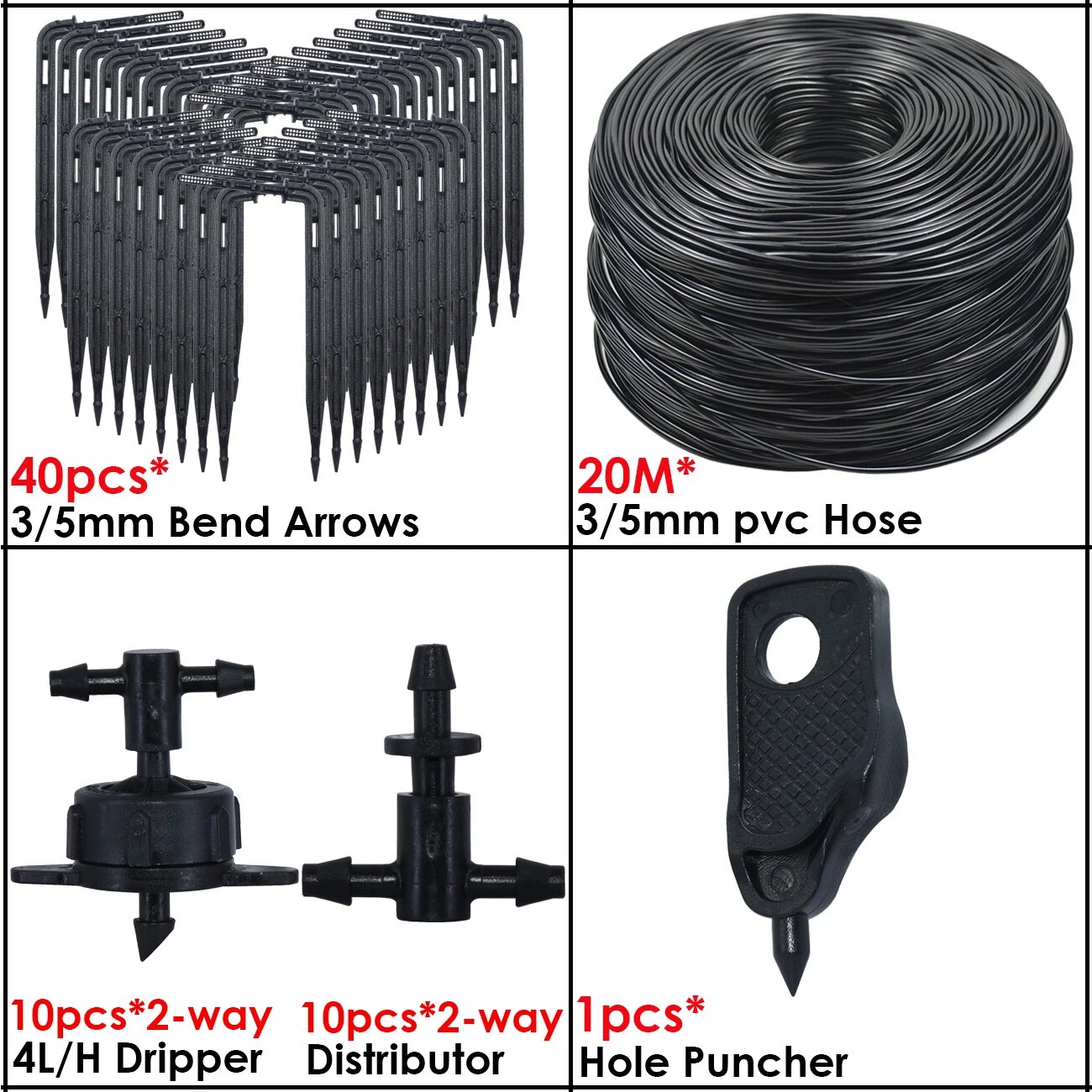 Комплект капельного орошения KESLA, черный, KSL01-517-4L-2WAY