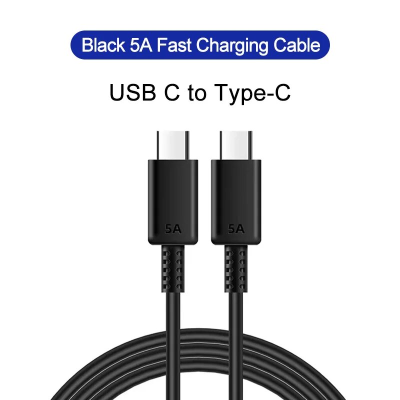 Кабель зарядный, 45 Вт, USB C на Type C, Кабель зарядного устройства, Линия данных, Аксессуары мобильных телефонов, для for Samsung S25/S24/S23/S22 Ultra Plus/A55/A35/A15 1m, Black Cable