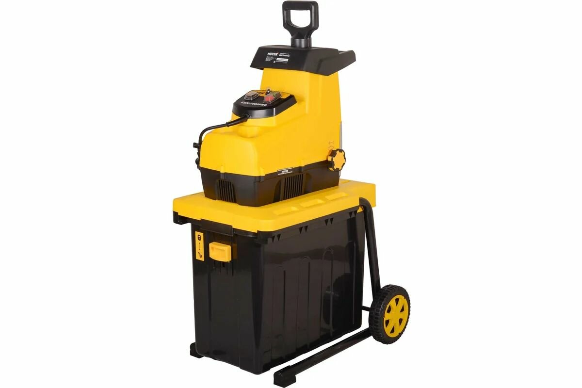 Электрический садовый измельчитель "Huter ESH-2800", контейнер, черный, желтый