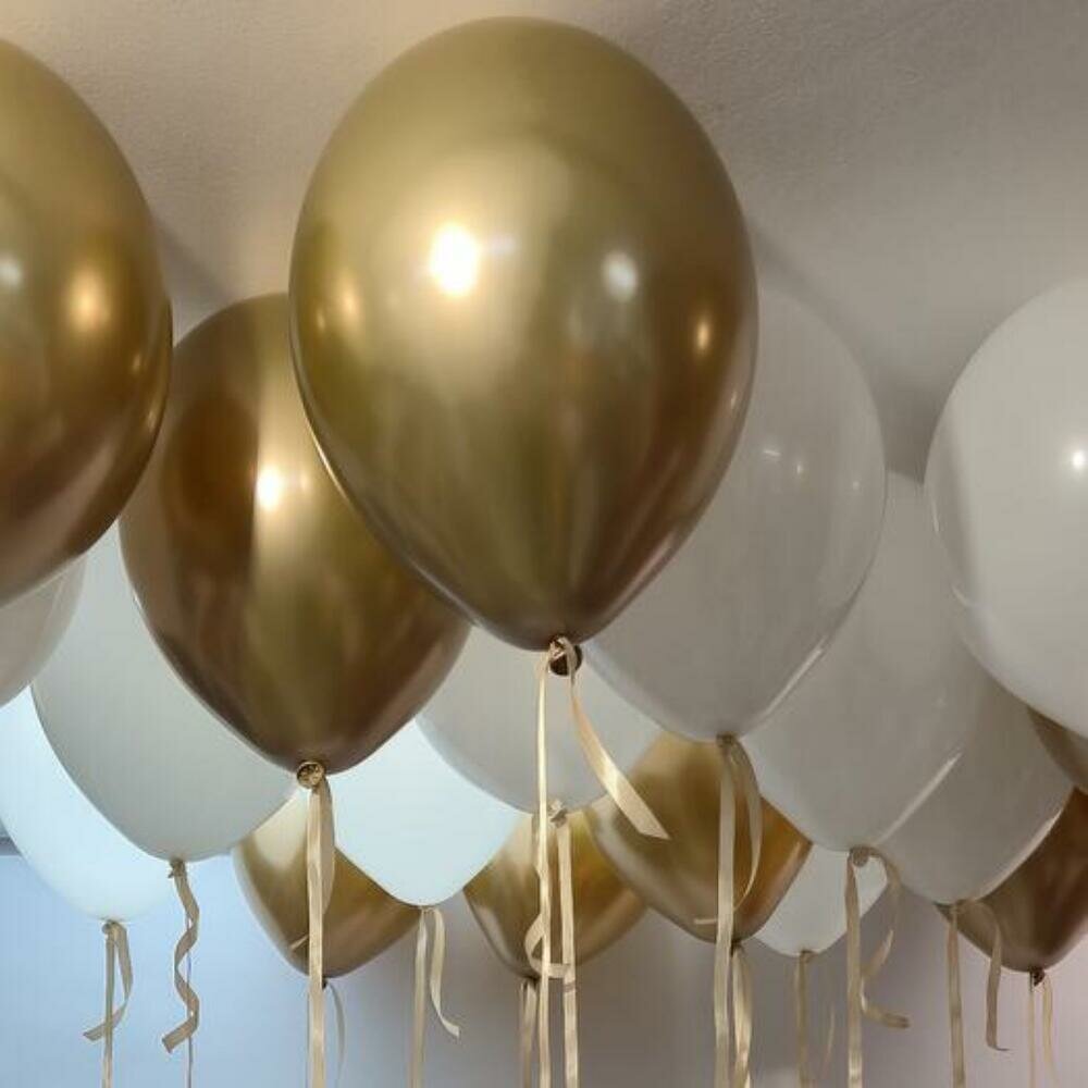 Набор шаров под потолок золотой, шары с гелием, шары на день рождения