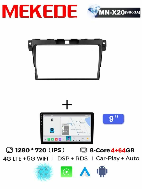 Магнитола 9" Mekede MN X20 Pro 4/64 Gb Mazda CX7 CX-7 CX 7 ER 2009-2012 carplay