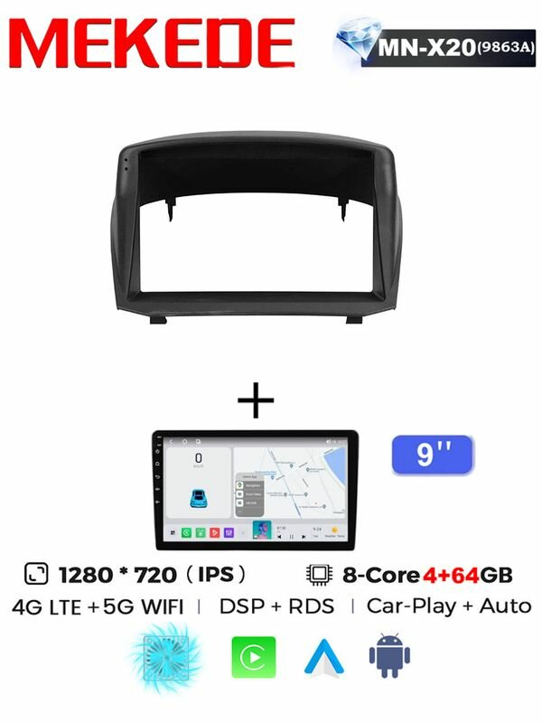 Магнитола 9" Mekede MN X20 Pro 4/64 Gb Ford Fiesta Mk 6 2008-2019 (B) F2 carplay