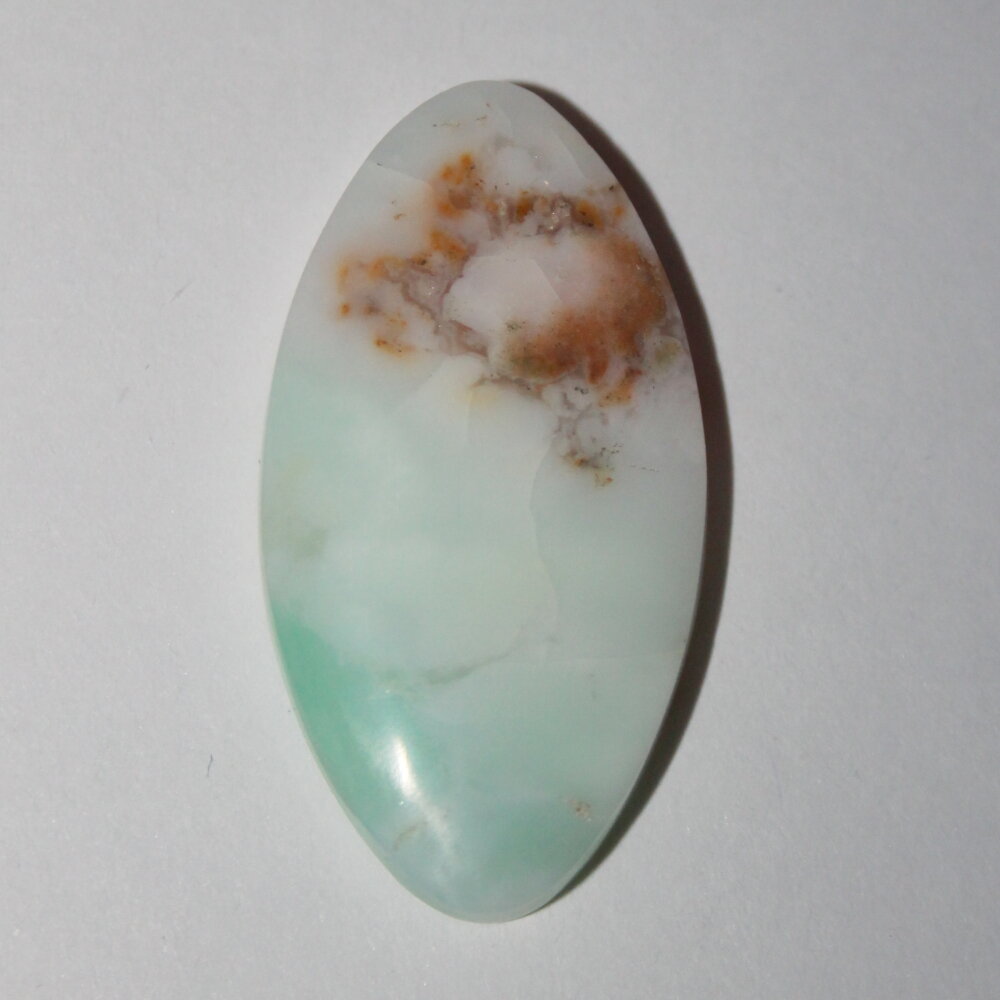 Коллекционный кабошон Хризопраз, 35х19х3 мм, Казахстан, "True Stones"