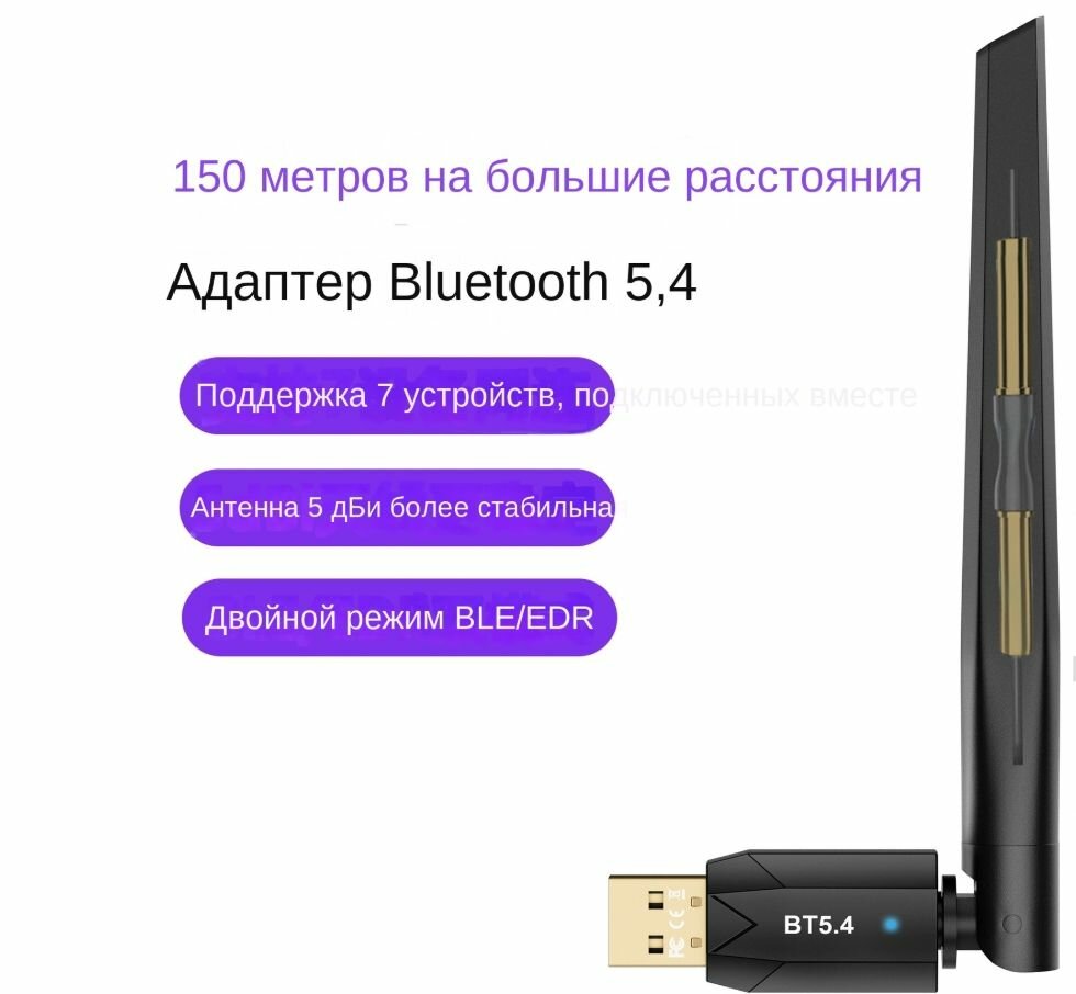 Bluetooth 5.4 адаптер для ПК, компьютера, ноутбука, наушников, Windows 7/8.1/10/11 USB и Bluetooth. Звуковые наушники. Мышь клавиатура