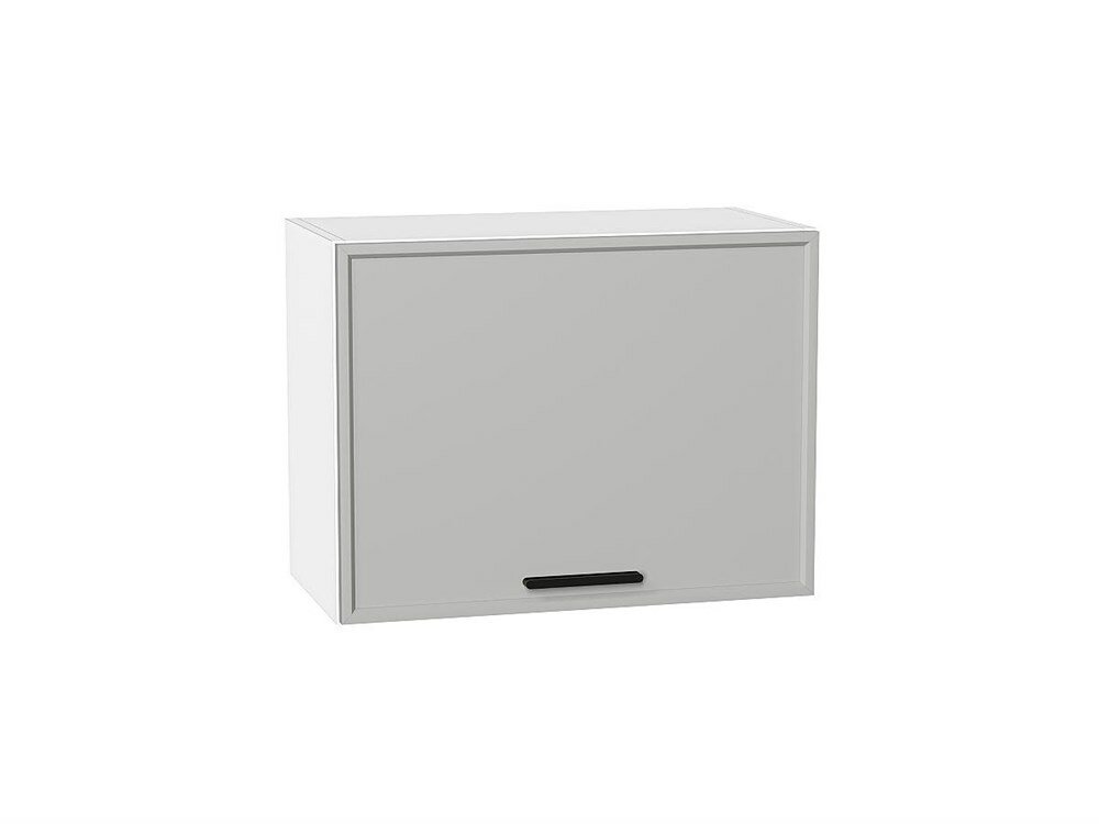 VVT Шкаф верхний горизонтальный Фрейм Белый, Grey Silk, 460, 600 В*Ш*Г 458*600*324, фасад МДФ Grey Silk, корпус Белый Grey Silk