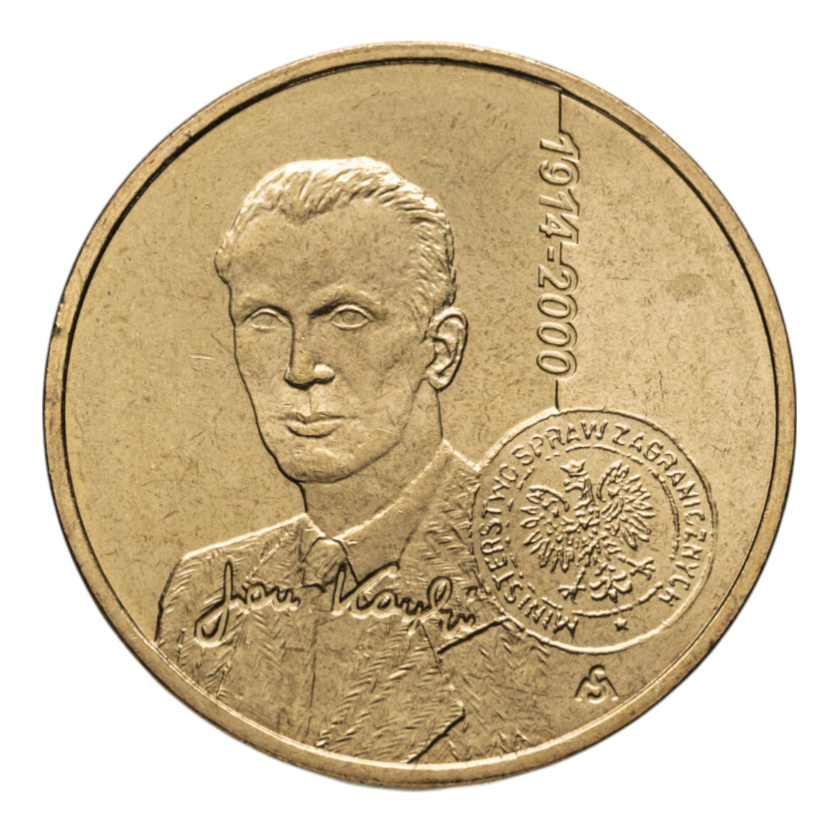 Монета Польша 2014 год 2 злотых "Ян Карский. 100 лет со дня рождения"