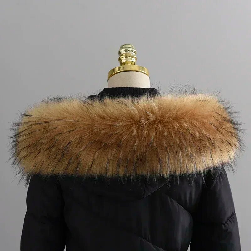 2025 фальшивый мех воротник для женщин мужчин пушистый теплый куртка капюшон декор зимняя мех шарфы одежда аксессуары детские пальто мех украшения,200,18, искусственный мех, полиэстер, полиэстер,