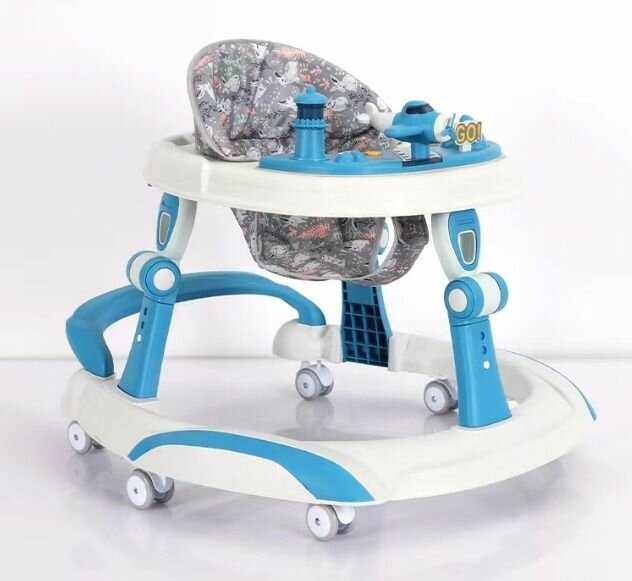 Ходунки детские Luxmom 515, со съемной музыкальной панелью, 6 силиконовых колес и регулировкой высоты. Цвет: Синий.