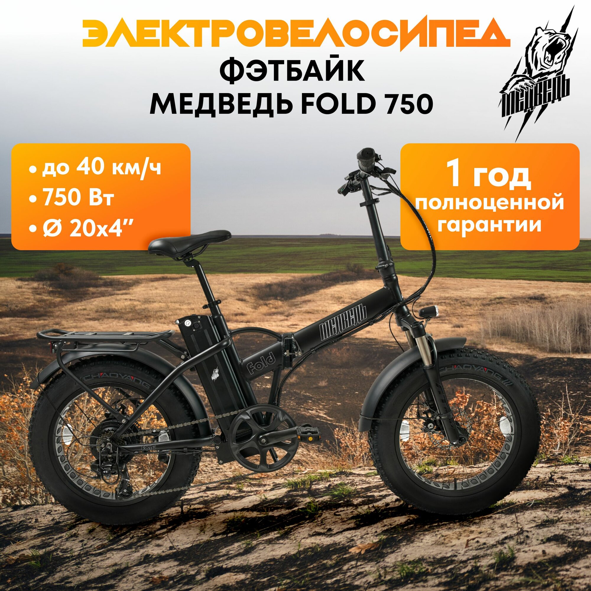 Электровелосипед, фэтбайк Медведь Fold 750