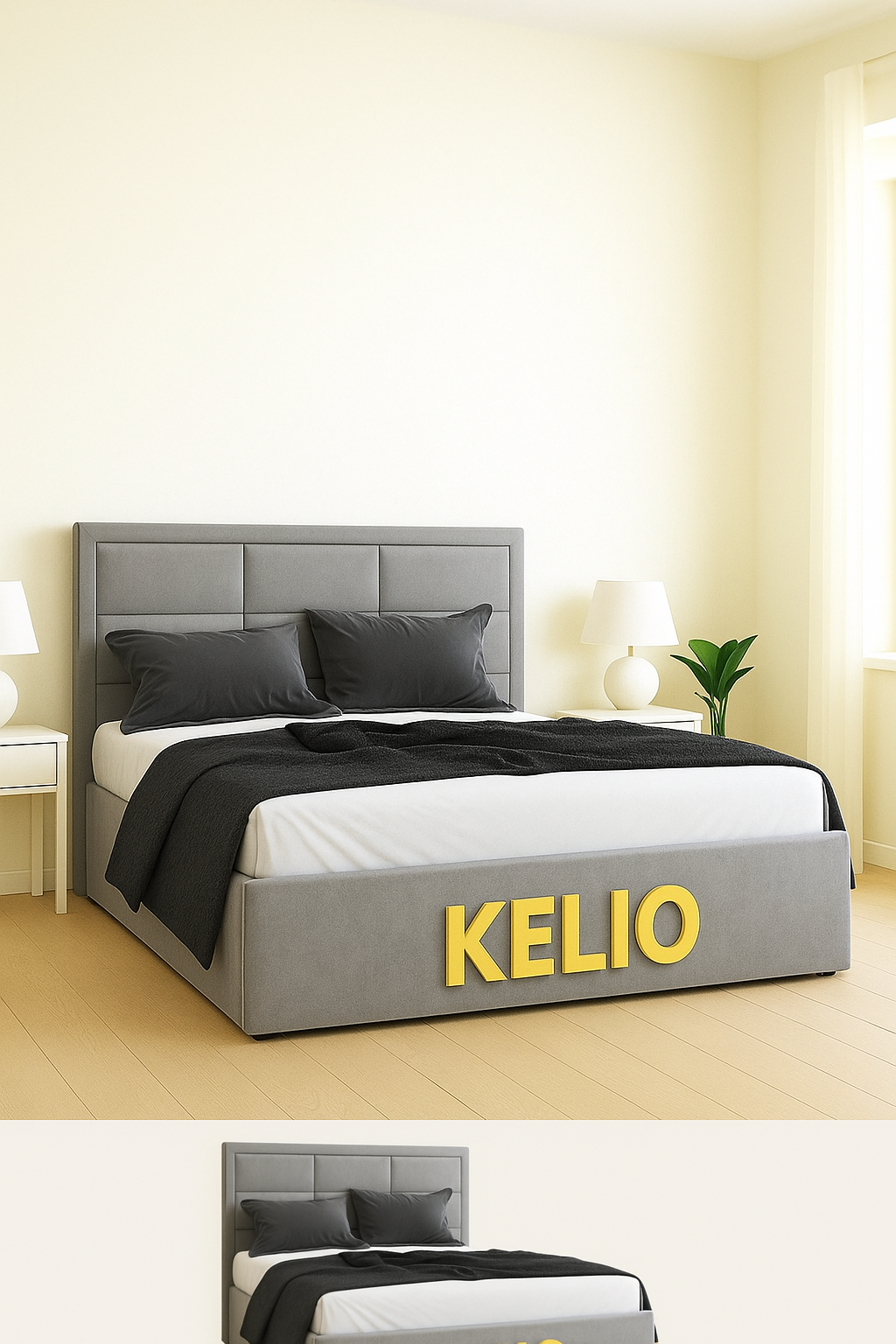 Кровать двуспальная 180х200 Sani ортопедическая, подъемный механизм, ящики ля белья, серый