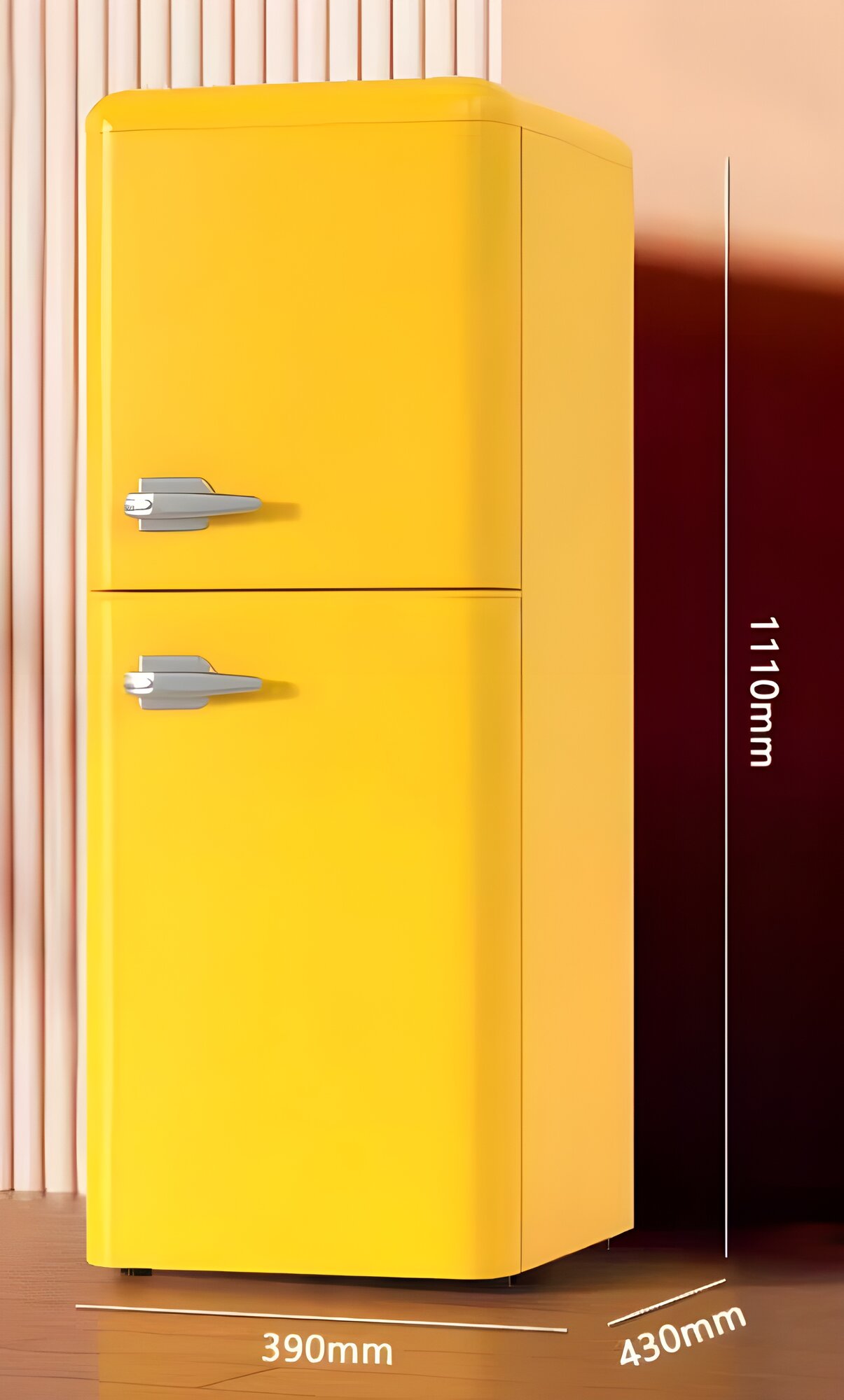 Ретро-холодильник Chigo BCD-88P165 желтого цвета, 390х430х1100 мм