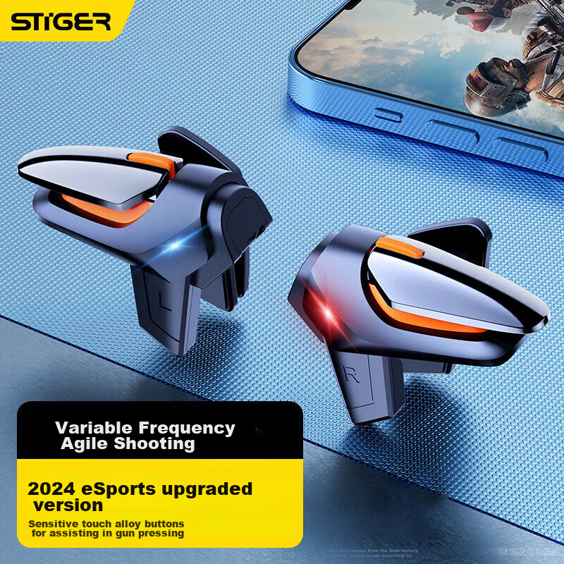 Stiger, PUBG Mobile Auto Four-Finger Shooting Assist Button, Mouse-Like Triangle Handheld Game Keyboard, Peace Elite External Controller, Compatible with Android And Apple