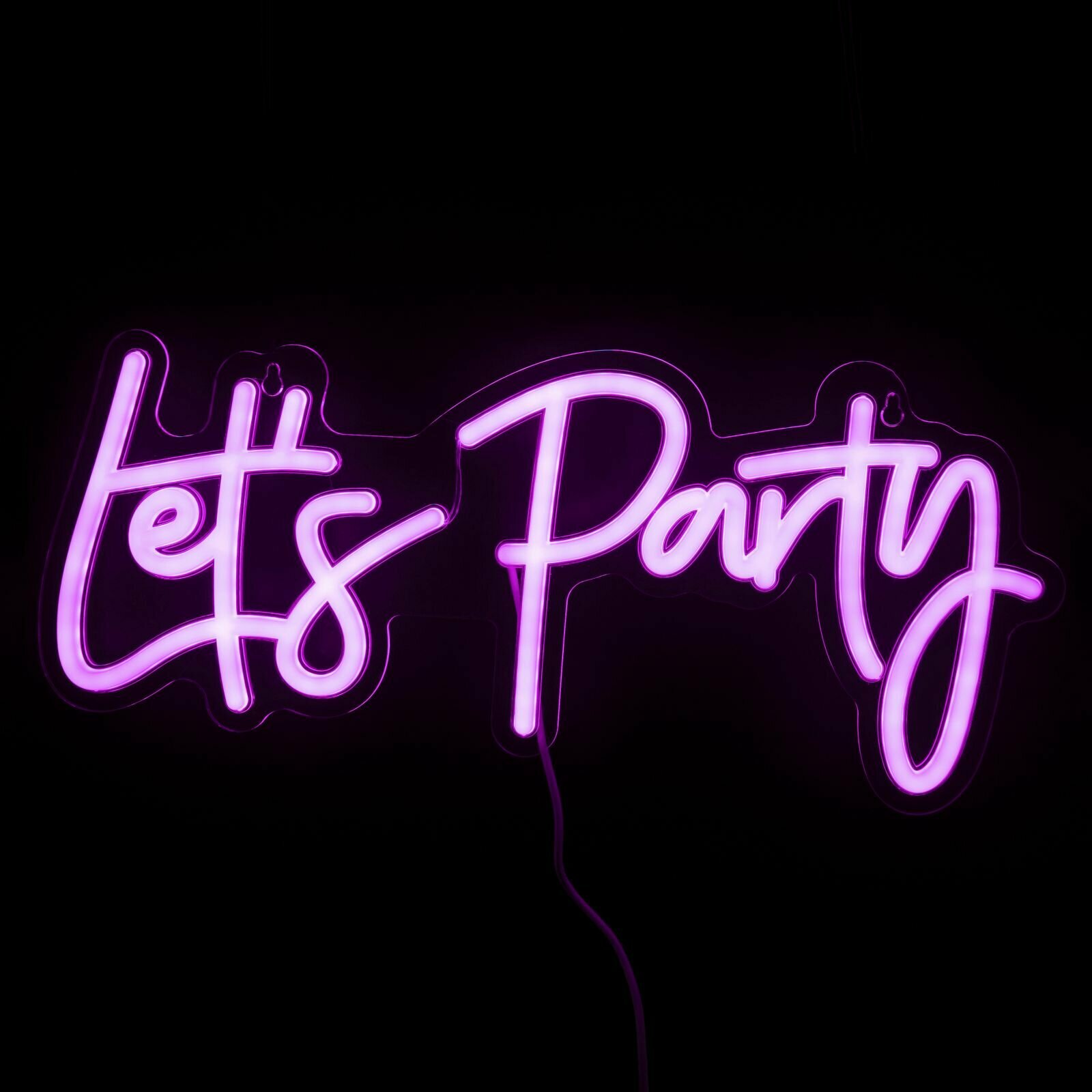 Светодиодная фигура Дон Баллон надпись на подложке Let's Party, 18,5х43 см Розовая