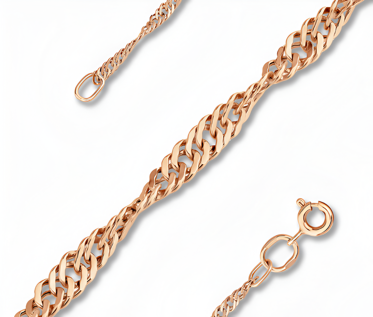 Цепь красное золото, 585 проба, гравировка