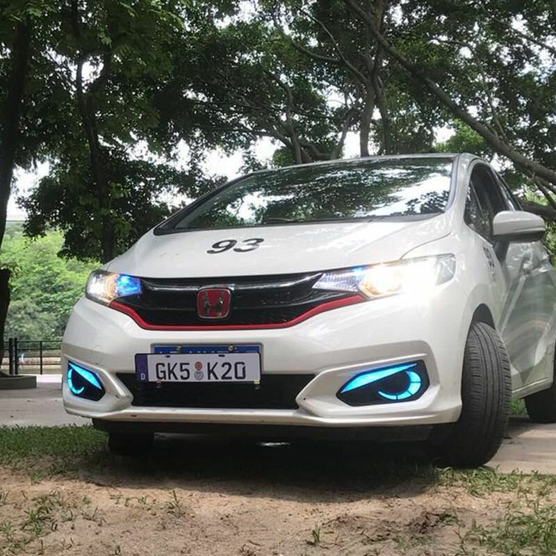 Дневные ходовые огни Honda Fit 2018 года, модель Eagle Eye, модификация рамки переднего противотуманного света, высокая яркость LED автомобильных огней