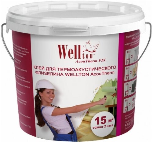 Готовый Клей Wellton AcouTherm FIX 5кг для Термоакустического Флизелина / Веллтон.