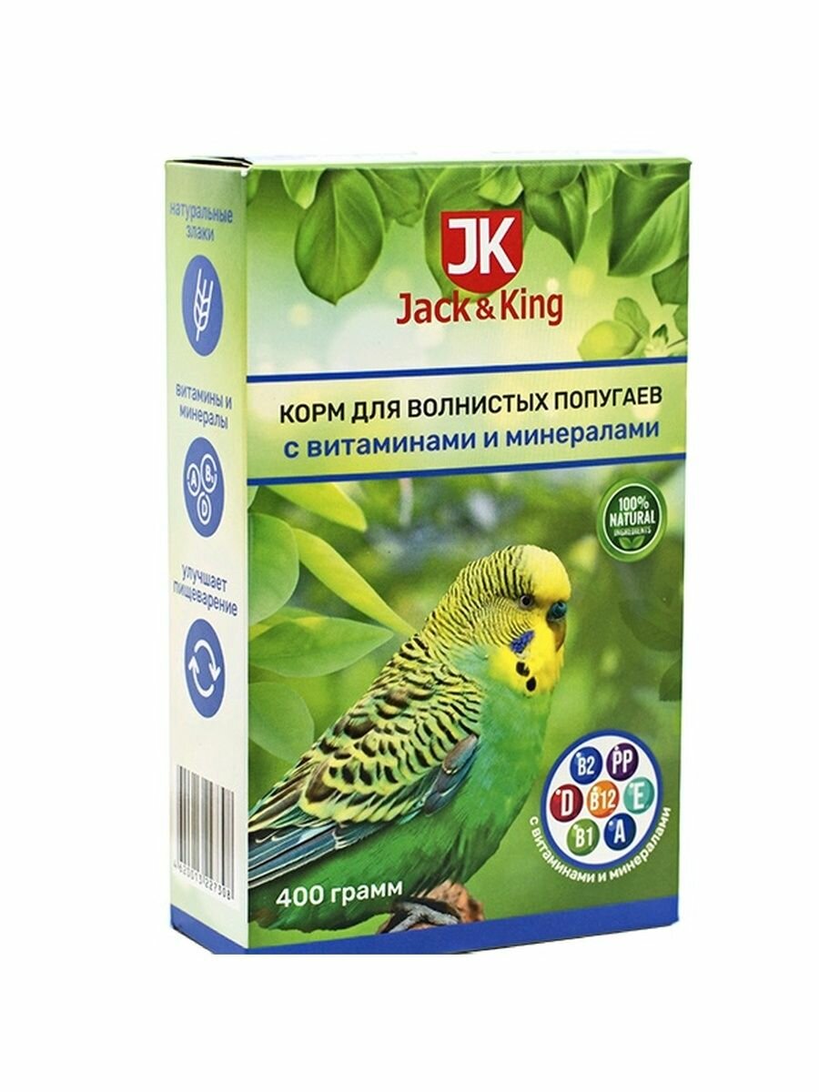 Корм для попугаев Jack&King с витаминами и минералами, 400 г