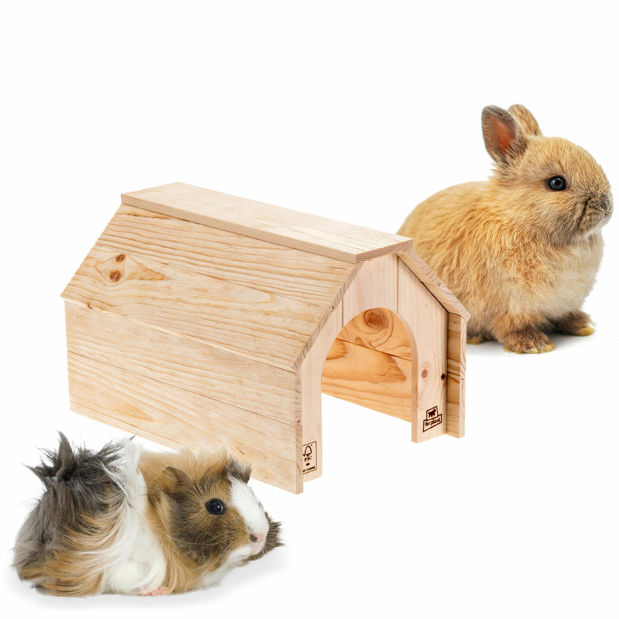 Домик для морских свинок и кроликов Ferplast HIDDA L деревянный, 39x28x(в)25 см