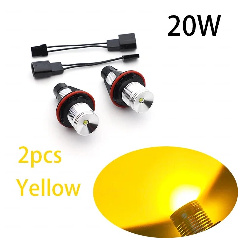 Для BMW E87 E39 M5 E60 E61 E63 E64 M6 E65 E66 E83 X3 E53 X5 2000-2007 Белый Яркий 2pcs Yellow Color