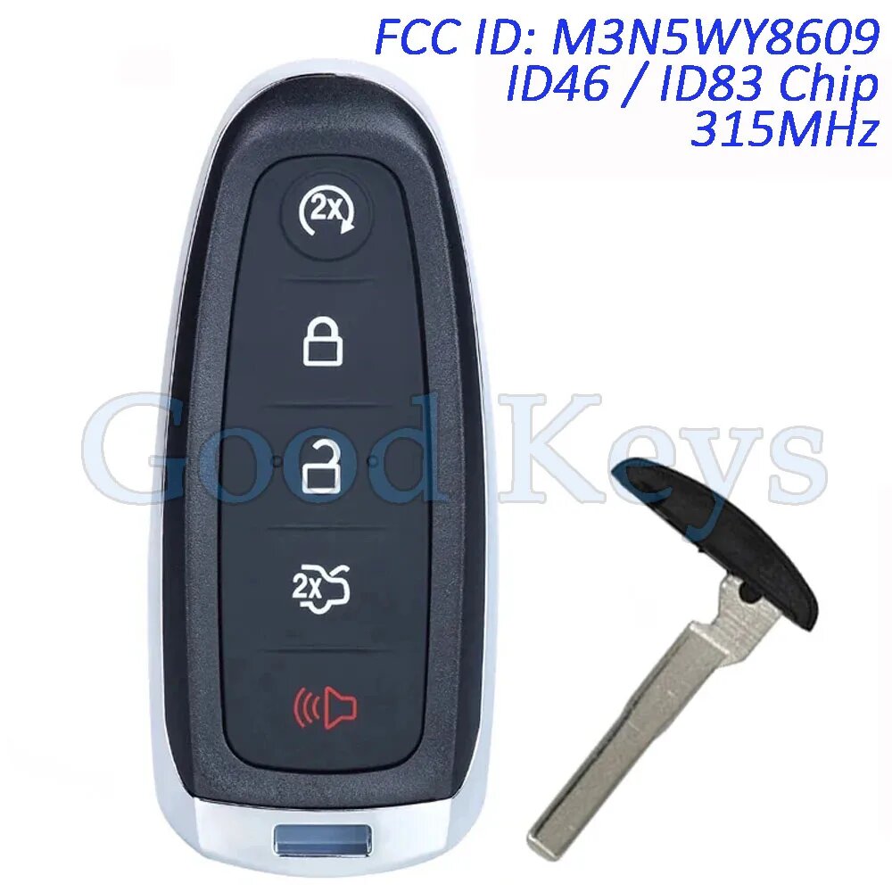 Брелок для Ford Escape Focus C-max Maverick 2013-2018, 4 кнопки, ID83 Chip