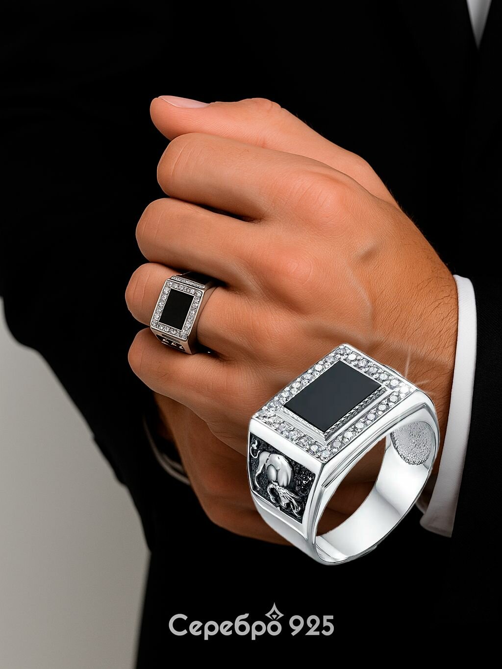 Печатка, серебро, 925 проба, родирование, агат