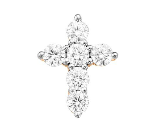 Крестик, золото, 585 проба, бриллиант