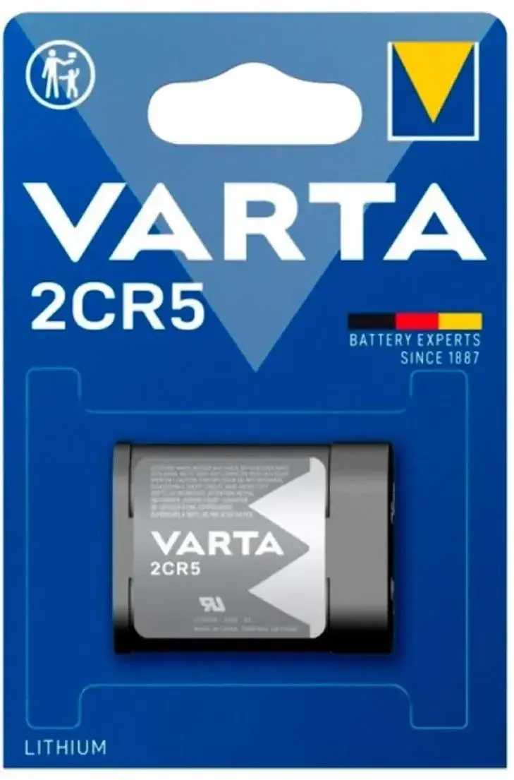 Батарейка Varta Lithium Cylindrical 2CR5/2CR5 , 1400 mAh , ( 1 ) шт. в блистере, 06203301401