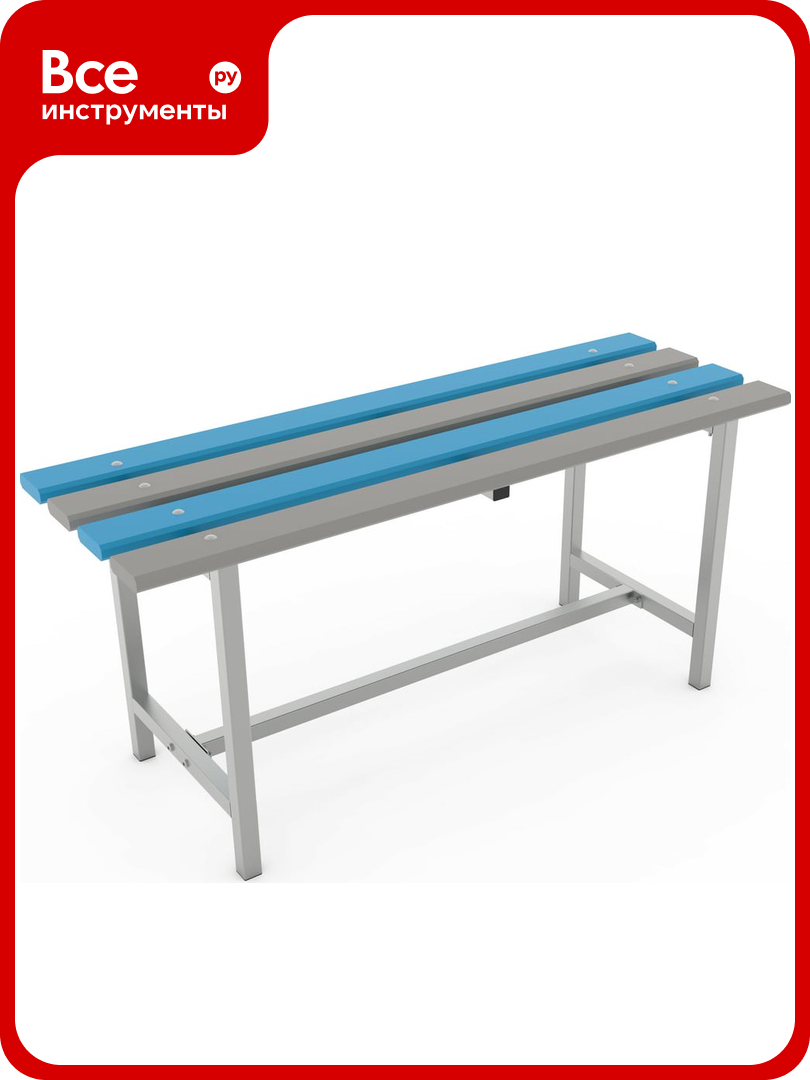 Скамья титан мета СТ-1П 4670026242997 прочной конструкции из металла с пластиковым сиденьем, синий/серый, уличная модель