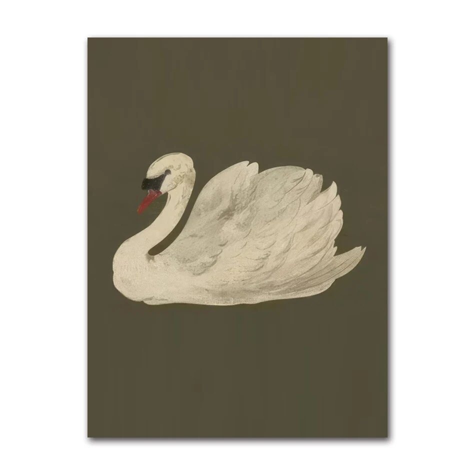 Черно-белый античный Лебедь фотография Минималистичная винтажная Настенная картина картины для гостиной домашний декор