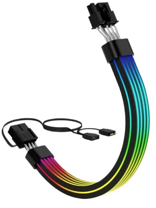 EBAICFI Удлинитель кабеля PCI-E 6+2-pin/PCI-E 8-pin, 0.345 м, черный