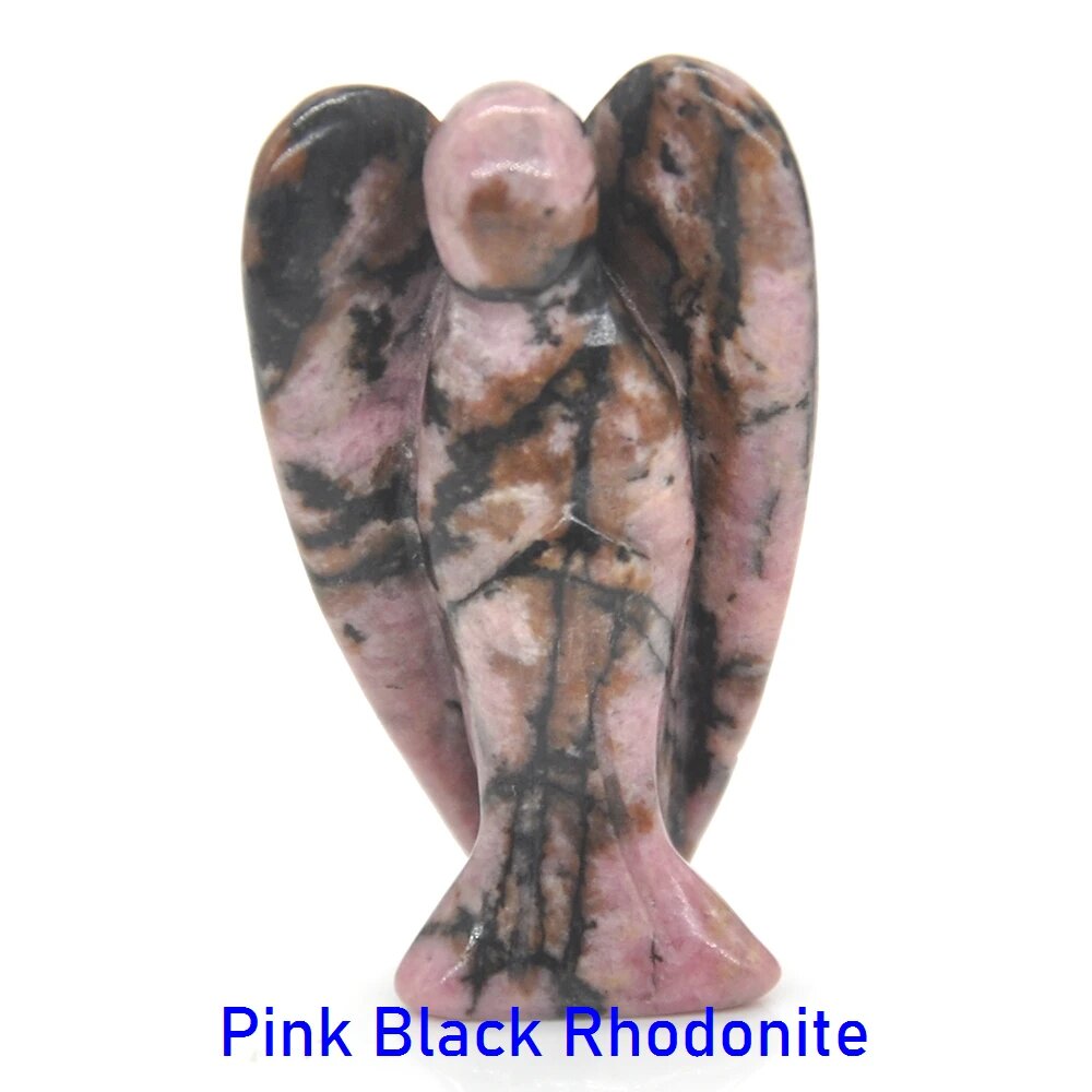 Фигурки ангелов из камня Розовый, 1 PCS, Black Rhodonite